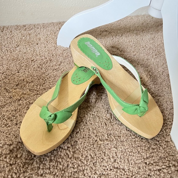 BONGO | Shoes | Y2k Bongo Leather Wood Sandals | Poshmark
